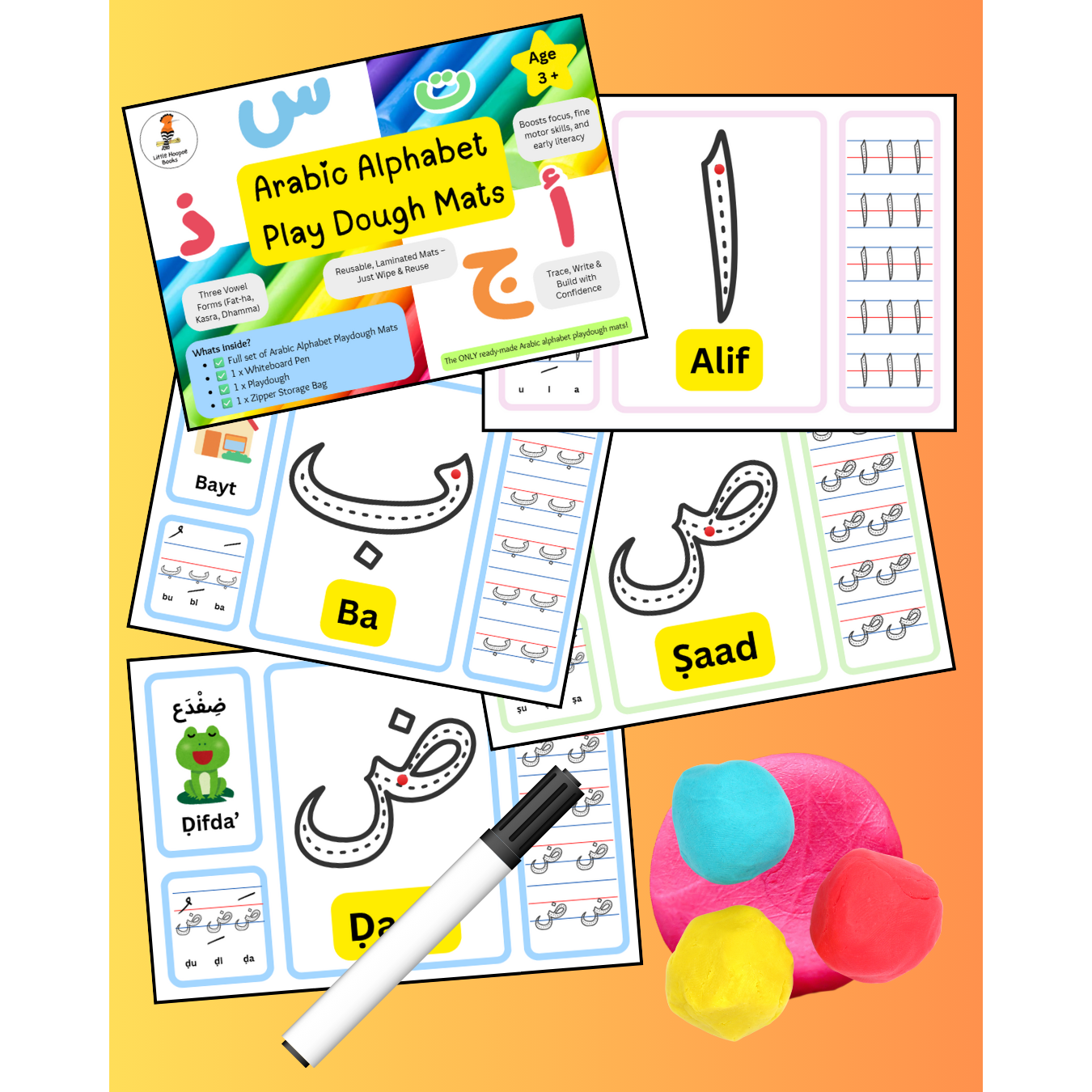Arabic Alphabet Play Dough Mat Kit – Little Hoopoe Books